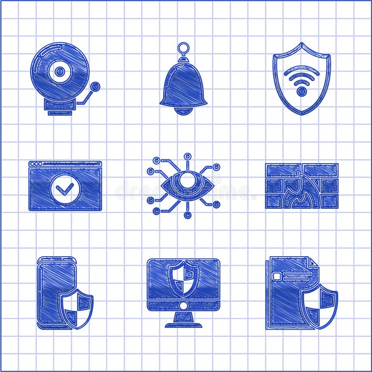 Set Eye Scan, Document Protection Concept, Firewall, Security Wall ...