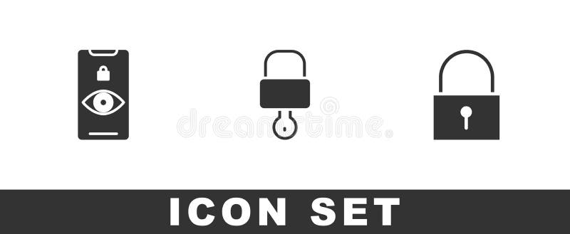 Set Eye Scan, Lock and Key and Icon. Vector Stock Vector - Illustration ...