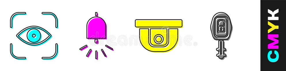 Set Eye Scan, Ringing Alarm Bell, Motion Sensor and Car Key with Remote ...