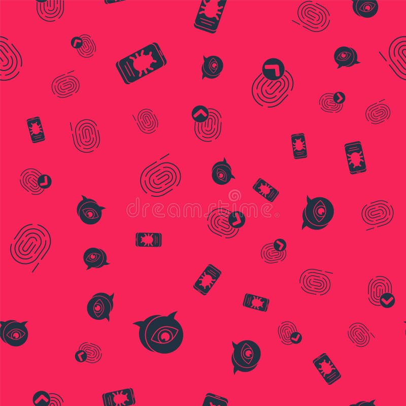 Set Eye Scan, System Bug on Mobile, Fingerprint and on Seamless Pattern ... Set Eye Scan, System Bug on Mobile, Fingerprint and on Seamless Pattern ...