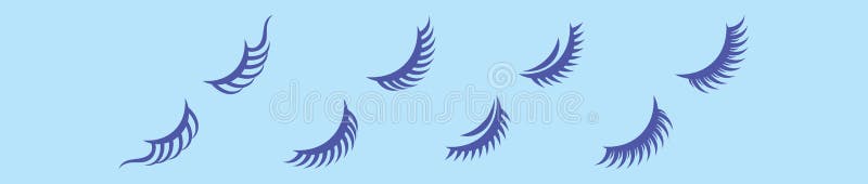 Set of Eyelashes Cartoon Icon Design Template with Various Models ...