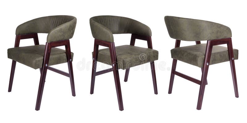 Set of Fabric Chairs Isolated on White. Chairs from Three Sides View ...