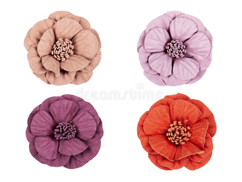 Set of fabric flowers stock photo. Image of design, floral - 247413302