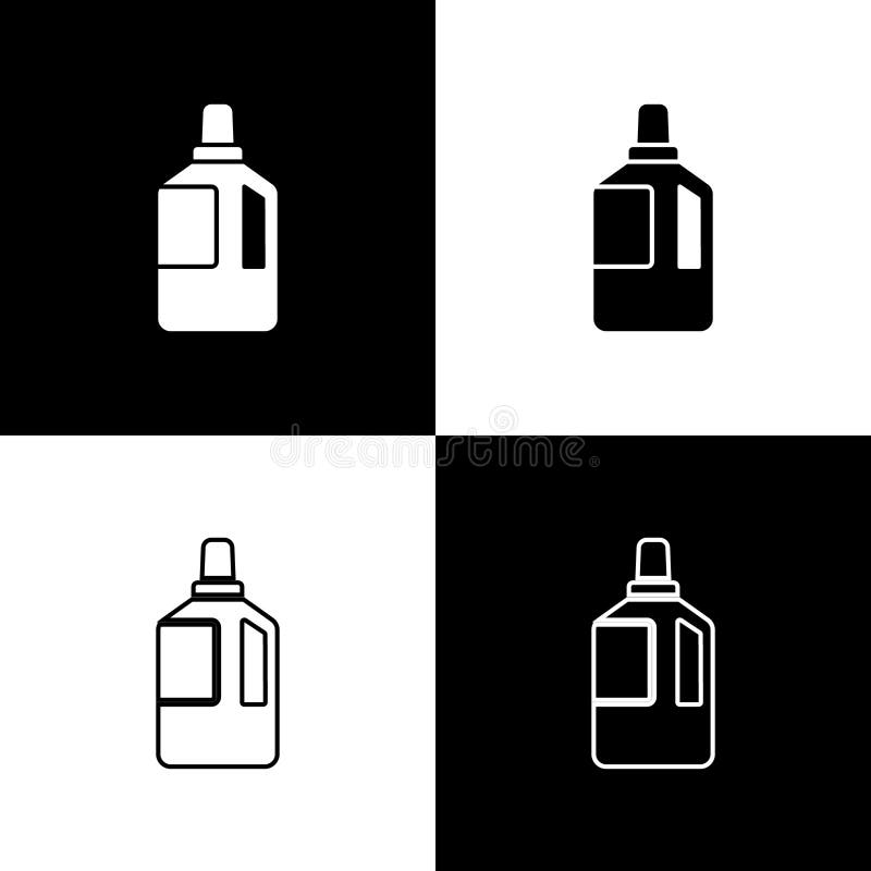 Set Fabric Softener Icon Isolated on Black and White Background. Liquid ...