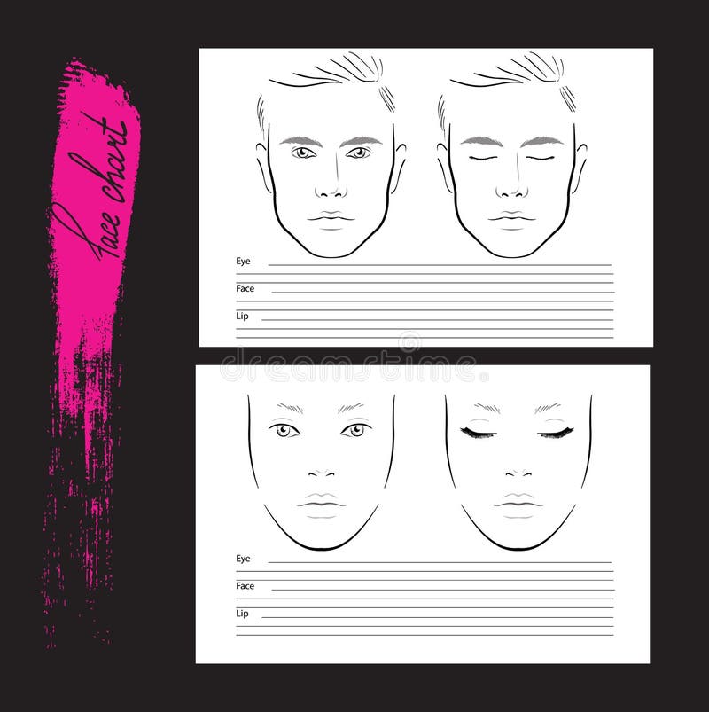 Print Blank Makeup Face Chart FACECHARTS (30PC) Nigel Beauty