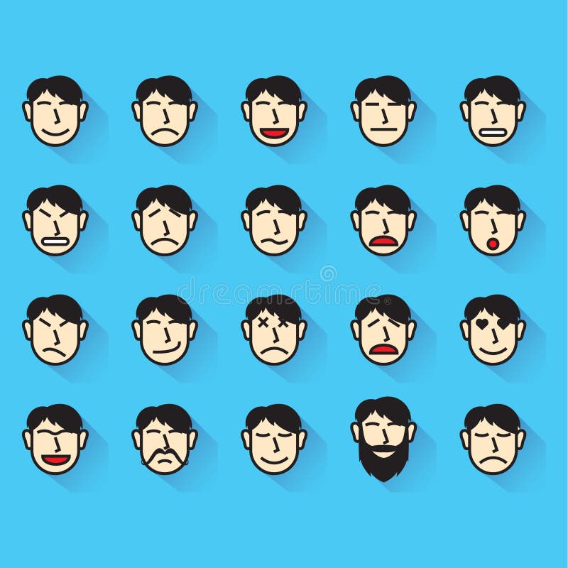 Set of Face Expressions. Vector Illustration Decorative Background ...