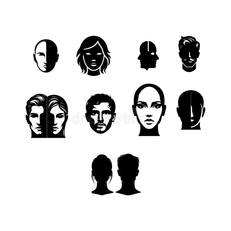 Set of face icons stock illustration. Illustration of drawing - 365191005