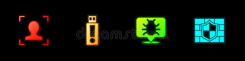 Set Face Recognition, USB Flash Drive, System Bug and Shield with Brick ...