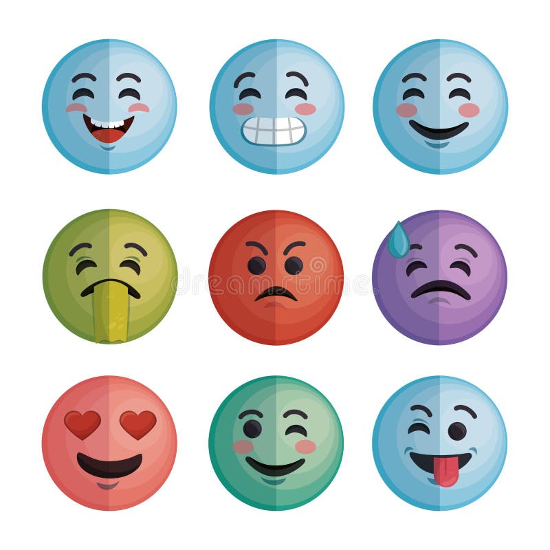 Classic emoticons set stock illustration. Illustration of circle - 75936790