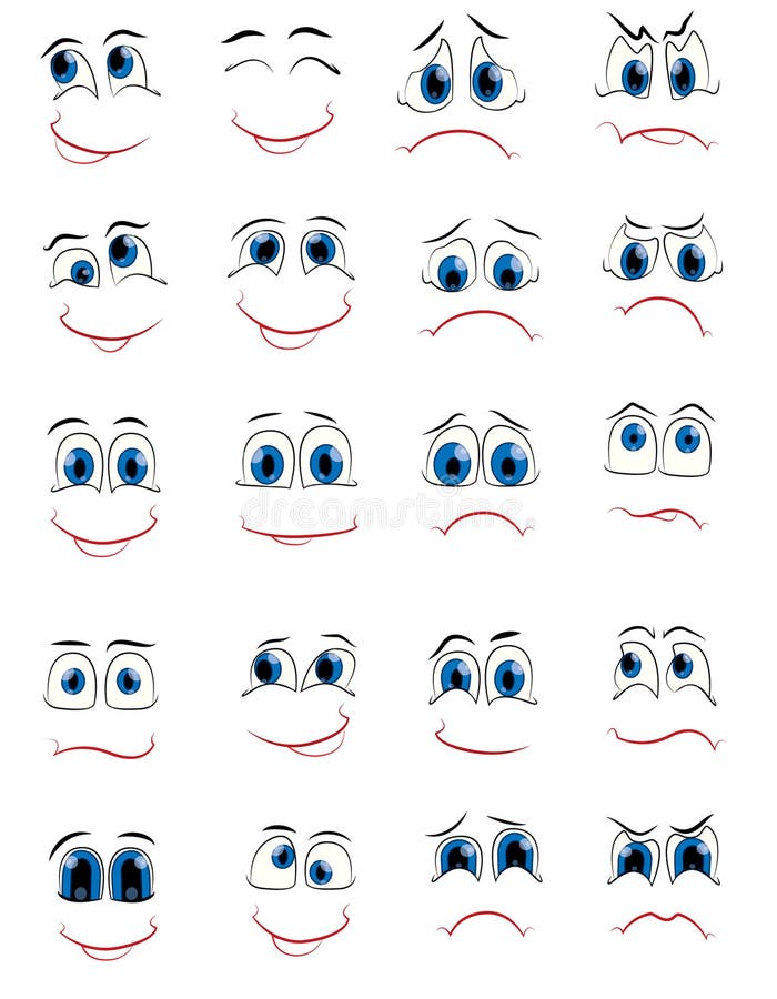 Set of Faces with Various Emotion Expressions Stock Vector ...