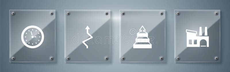 Set Factory, Pyramid Chart Infographics, Arrow and Clock. Square Glass ... Set Factory, Pyramid Chart Infographics, Arrow and Clock. Square Glass ...