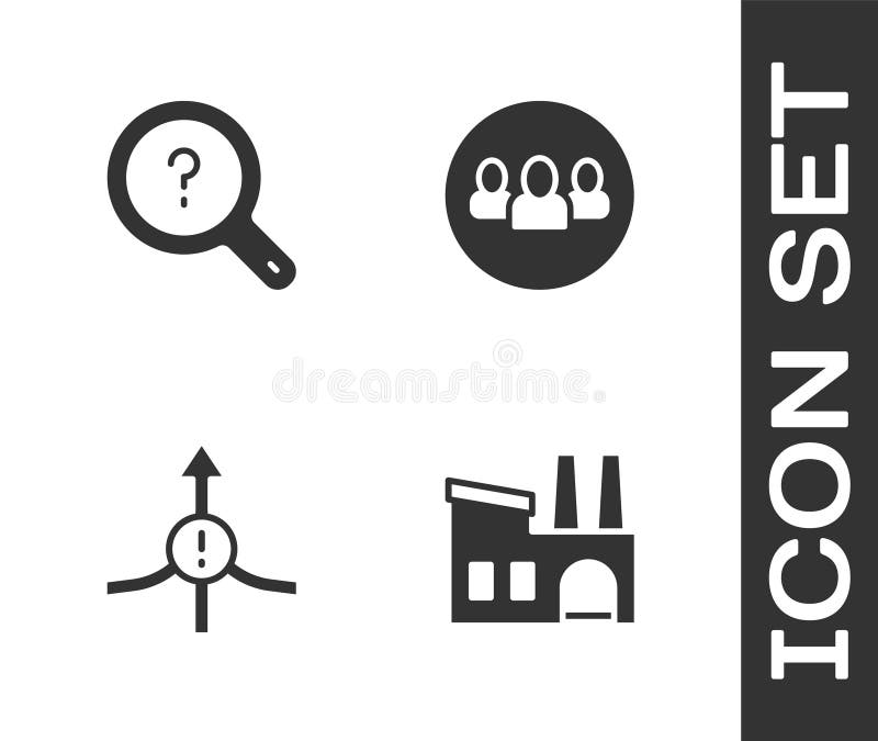 Set Factory, Unknown Search, Arrow and Project Team Base Icon. Vector ...