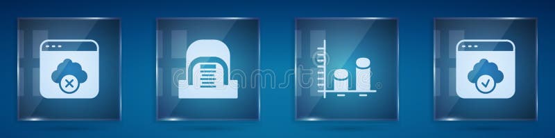 Set Failed Access Cloud Storage, Hangar with Servers, Data Analysis and Cloud Technology Data ...