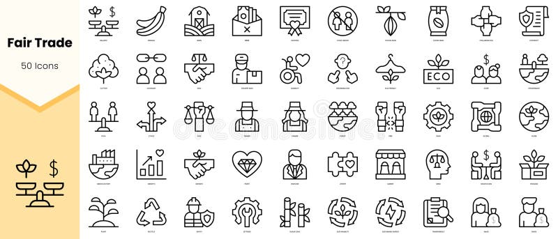 Set of Fair Trade Icons. Simple Line Art Style Icons Pack Stock Vector ...