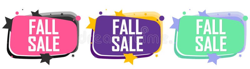 Set Fall Sale Banners, Autumn Discount Tags Design Template Stock ...