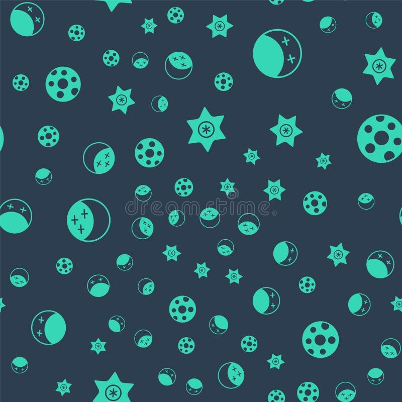 Set Falling Star, Eclipse of the Sun, and Full Moon on Seamless Pattern ...