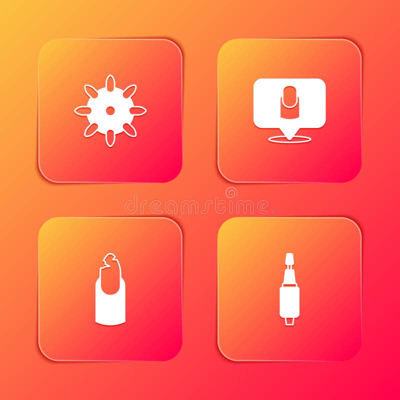 Set False Nails, Manicure, Broken and Milling Cutter for Manicure Icon ...