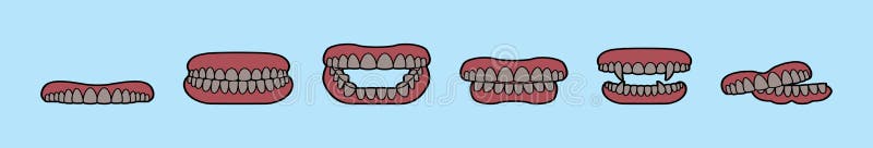Set of False Teeth Cartoon Icon Design Template with Various Models ...