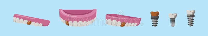 Set of False Teeth Cartoon Icon Design Template with Various Models ...