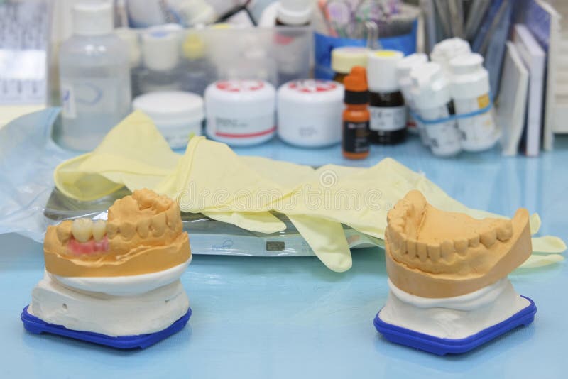 Set of the false teeth stock photo. Image of closeup - 130491320