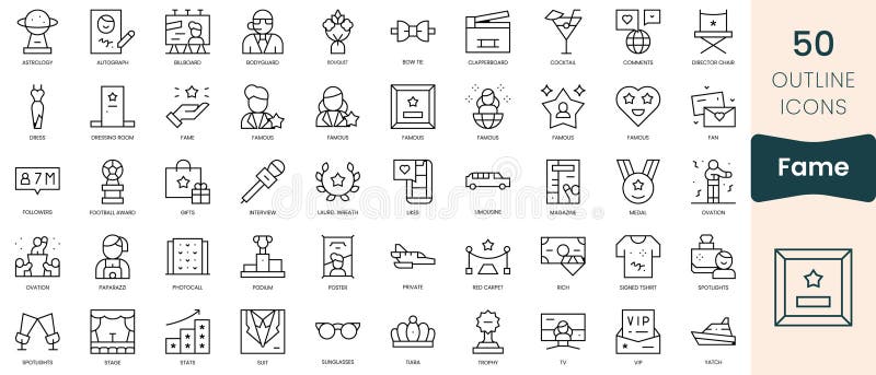 Set of Fame Icons. Thin Linear Style Icons Pack Stock Vector ...