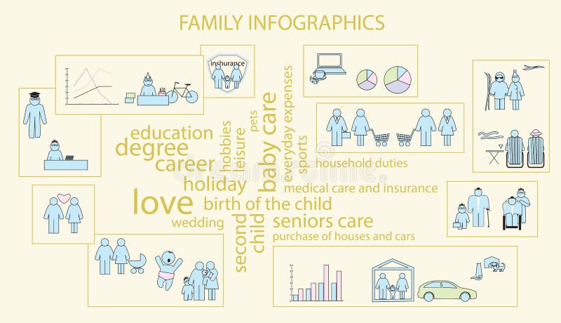 Set of Family Infographic Elements Stock Illustration - Illustration of ...