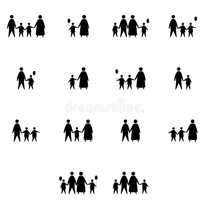 Set of Family Silhouette Avatar Stock Vector - Illustration of logo ...