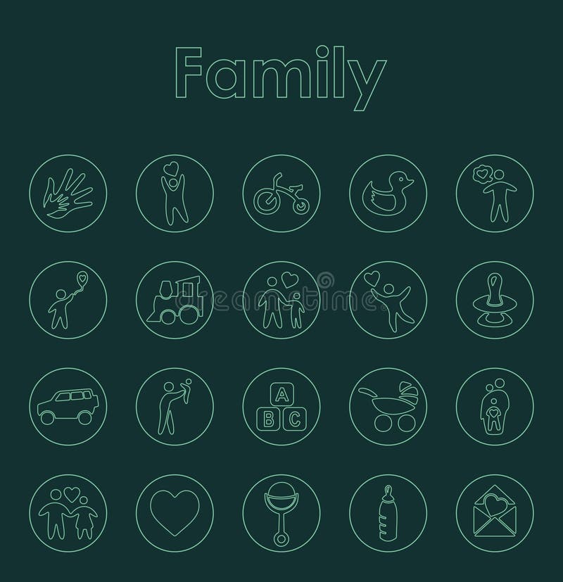 Set of family simple icons stock vector. Illustration of collection ...