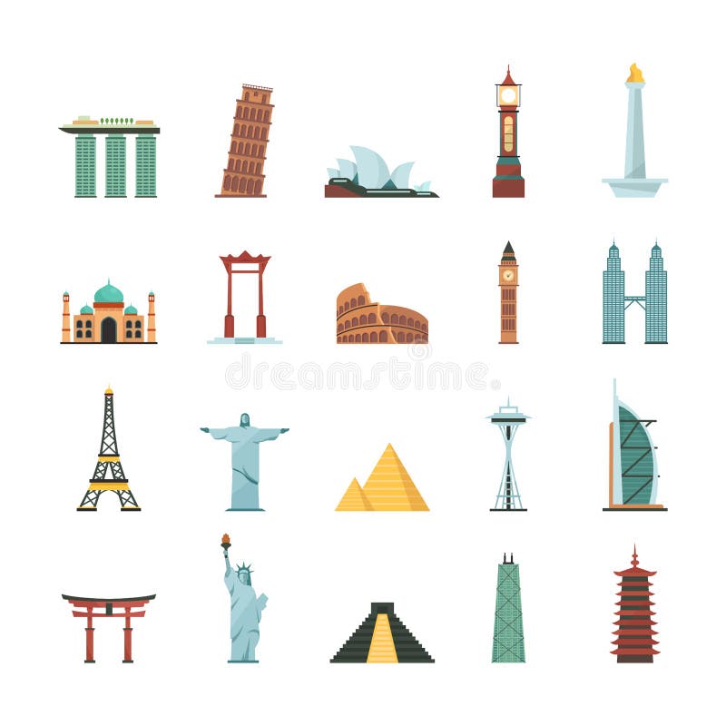 Set of Famous City in the World Vector Illustration Design Stock Vector ...