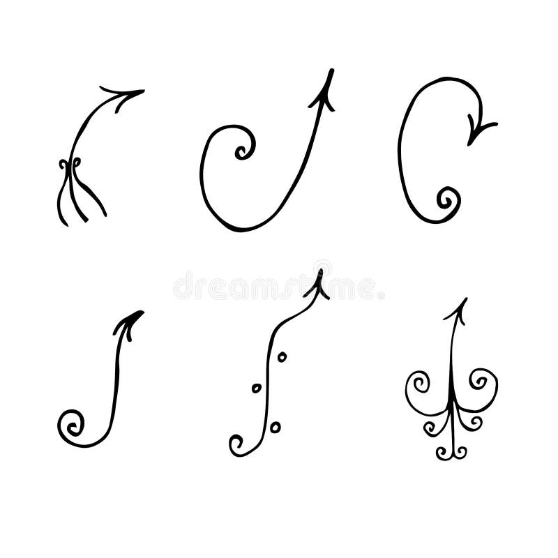 Set of Fancy Arrows, Vector Illustration, Hand Drawing Stock ...