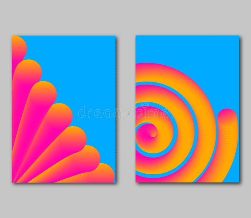 Set Fantastical Bright Covers. Trendy Dynamic 3d Forms Stock Vector ...