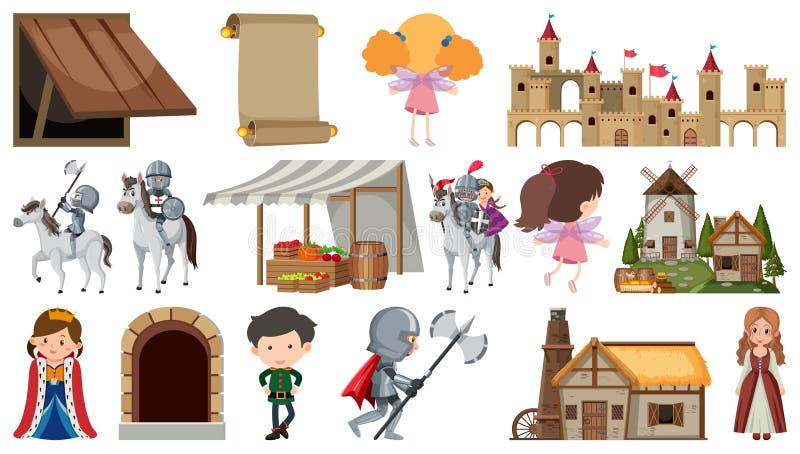 Set of Fantasy Cartoon Characters Stock Vector - Illustration of fort ...