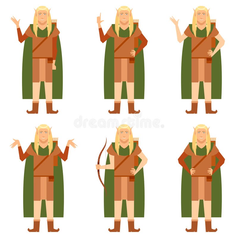 Set of Fantasy elves stock vector. Illustration of comic - 74635608