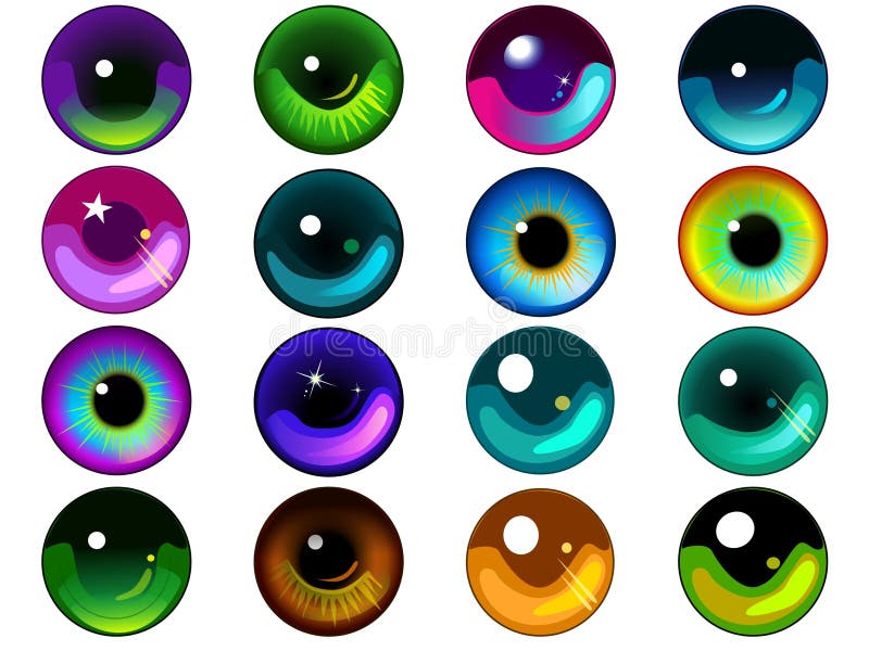 Set of 16 Fantasy Eyes stock illustration. Illustration of colored ...