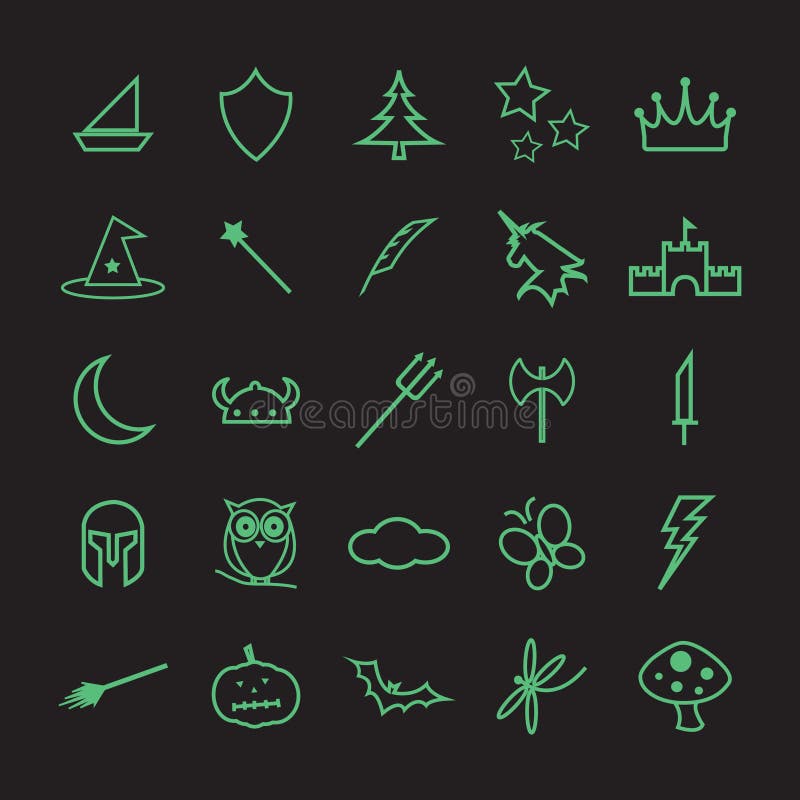 Set of Fantasy Icons. Vector Illustration Decorative Design Stock ...