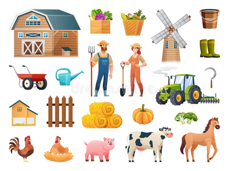 Set of farm elements stock vector. Illustration of design - 277099212