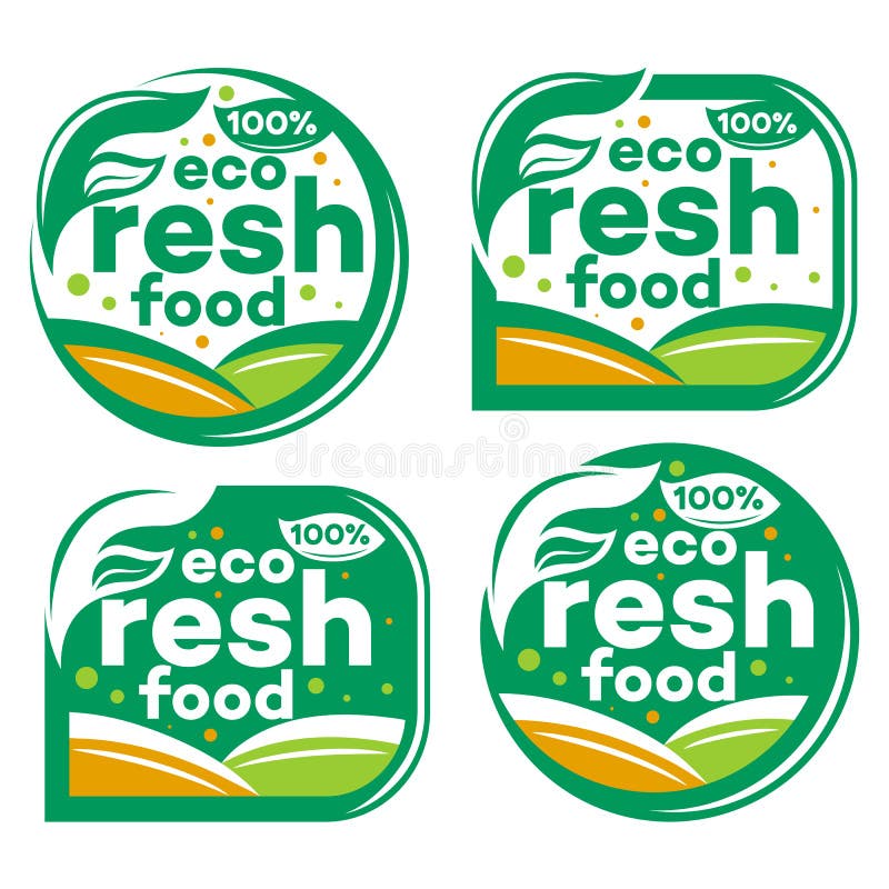 Set of Farm Fresh Food Labels Logo. Stock Vector - Illustration of ...