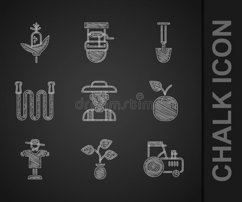 Set Farmer in the Hat, Plant, Tractor, Apple, Scarecrow, Garden Hose ... Set Farmer in the Hat, Plant, Tractor, Apple, Scarecrow, Garden Hose ...