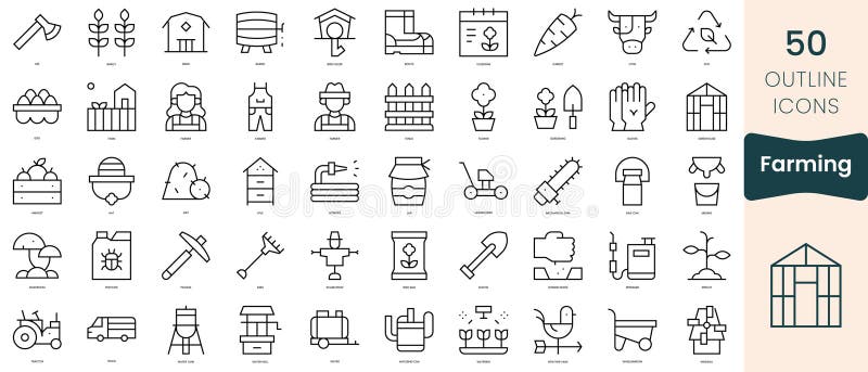 Set of Farming Icons. Thin Linear Style Icons Pack Stock Vector ...