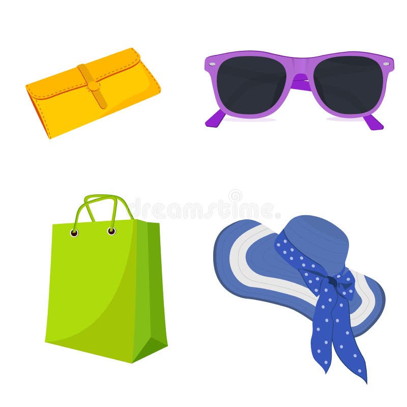 Set of Fashion Design Elements, Ladies Accessories, Vector Illustration ...