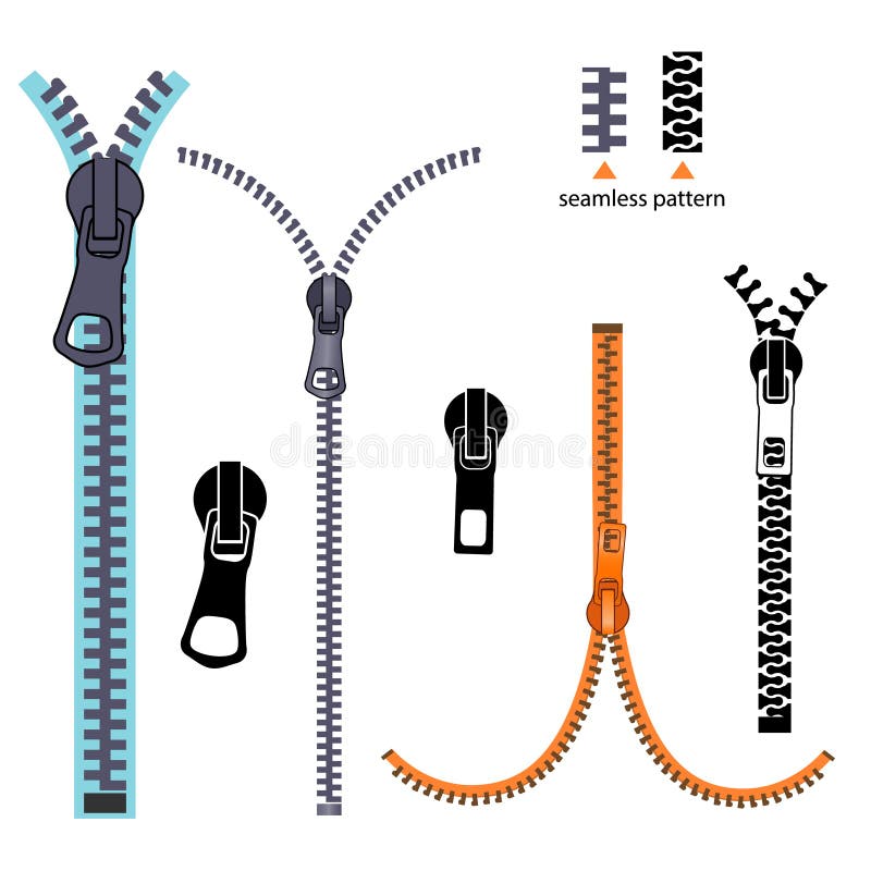 Set Fashion Elements. Basic Plastic Zipper Stock Vector - Illustration ...