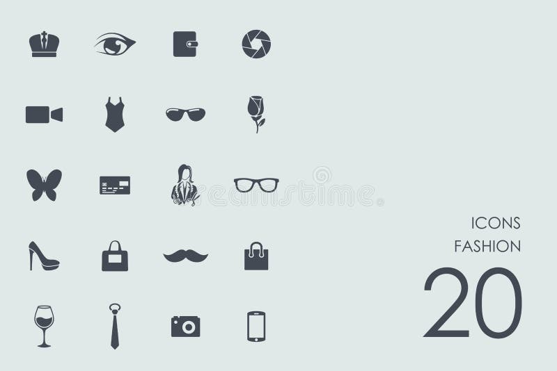 Set of Fashion Simple Icons Stock Vector - Illustration of basket ...