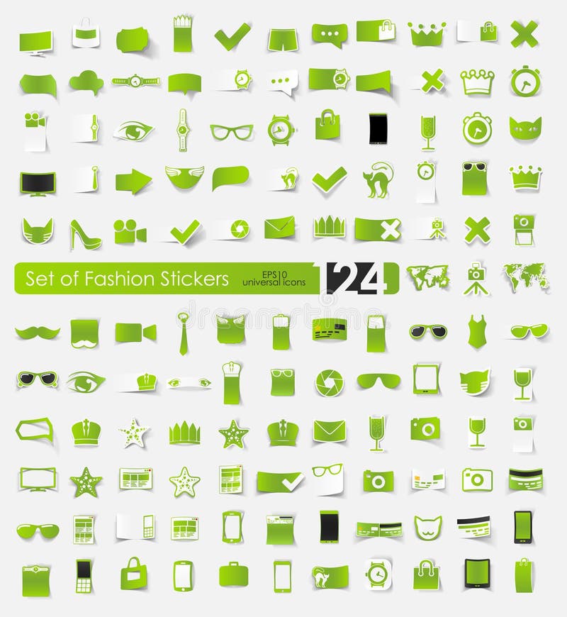 Set of fashion stickers stock vector. Illustration of basket - 93693721