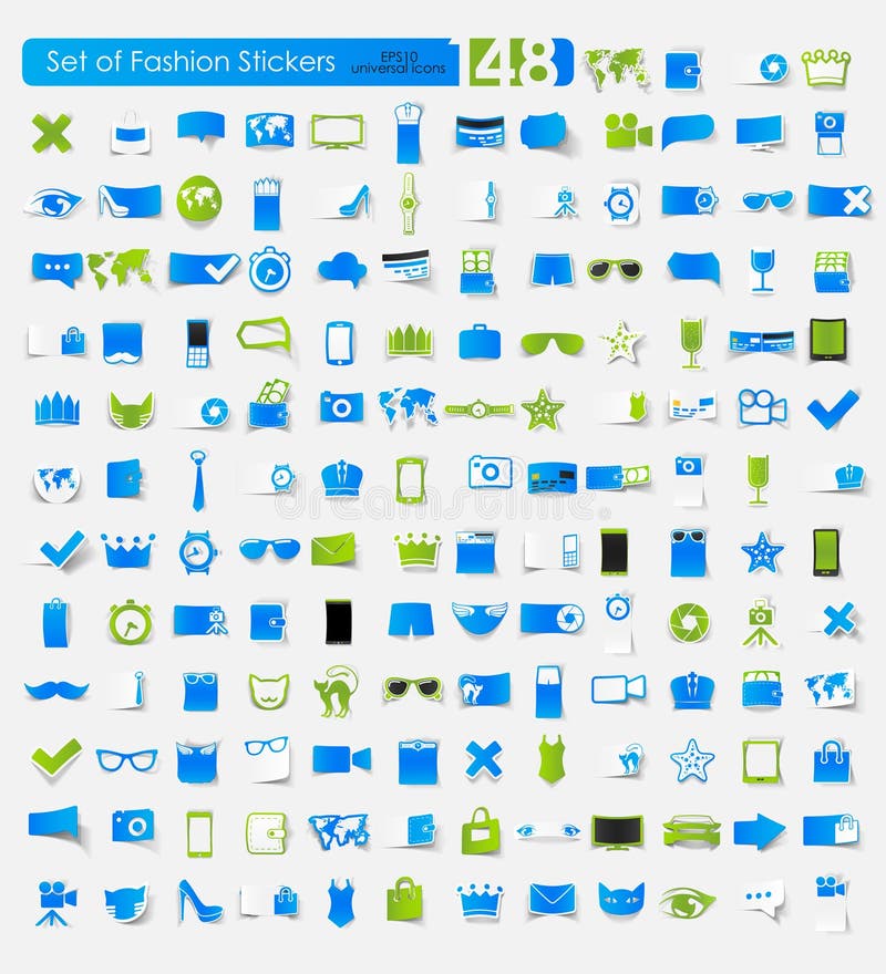 Set of fashion stickers stock vector. Illustration of accessories ...