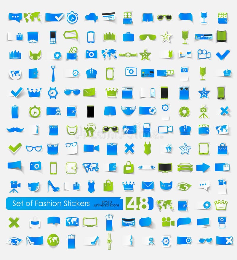 Set of fashion stickers stock vector. Illustration of basket - 50928789
