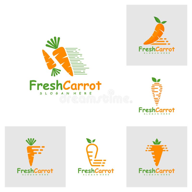 Set of Fast Carrot Logo Design Vector, Creative Carrot Logo Design ...
