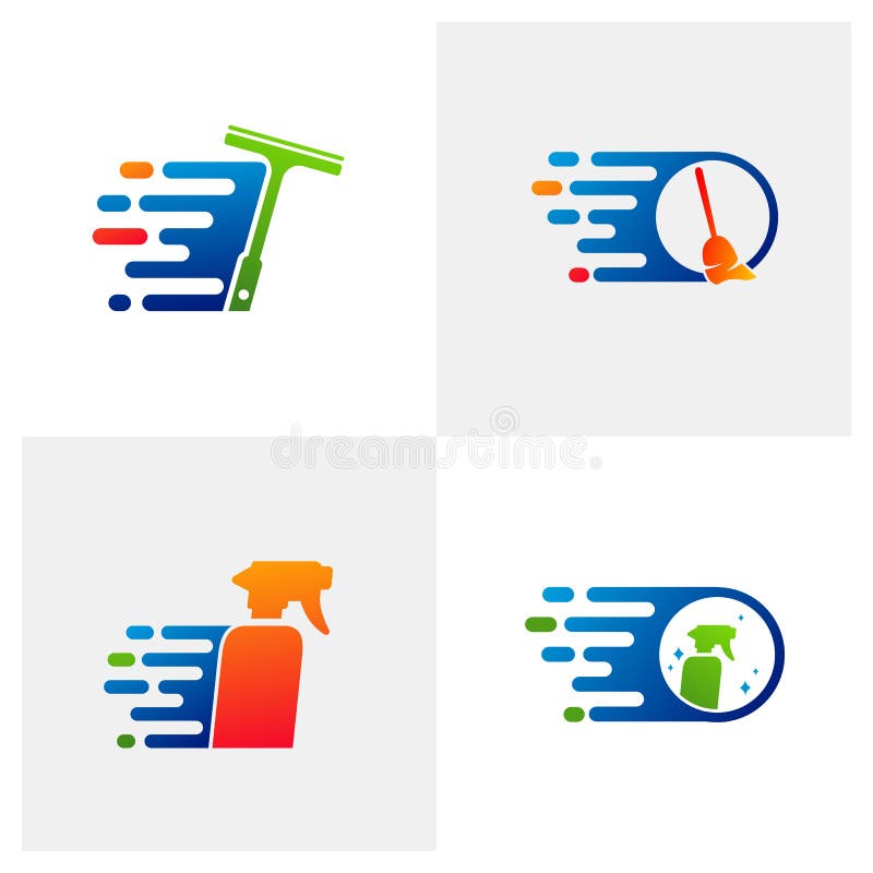 Set of Fast Clean Logo Vector Template, Creative Clean Logo Design ...