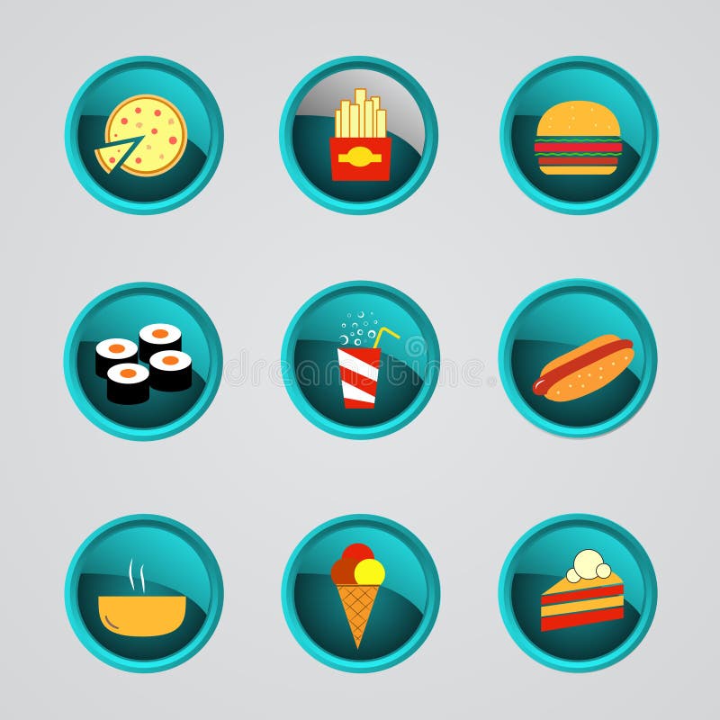 Set of fast food icons stock vector. Illustration of food - 32927007