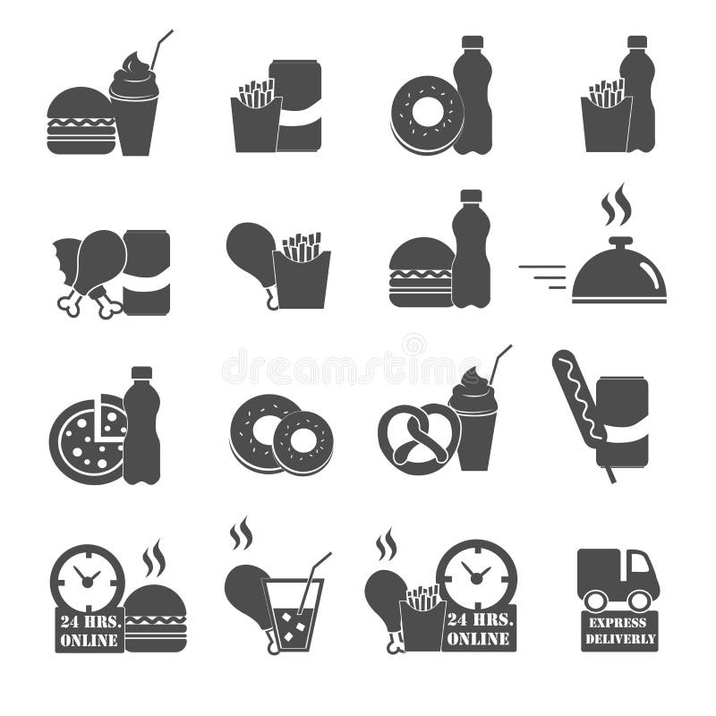 Set of Fast Food Order Icons Vector Stock Vector - Illustration of ...