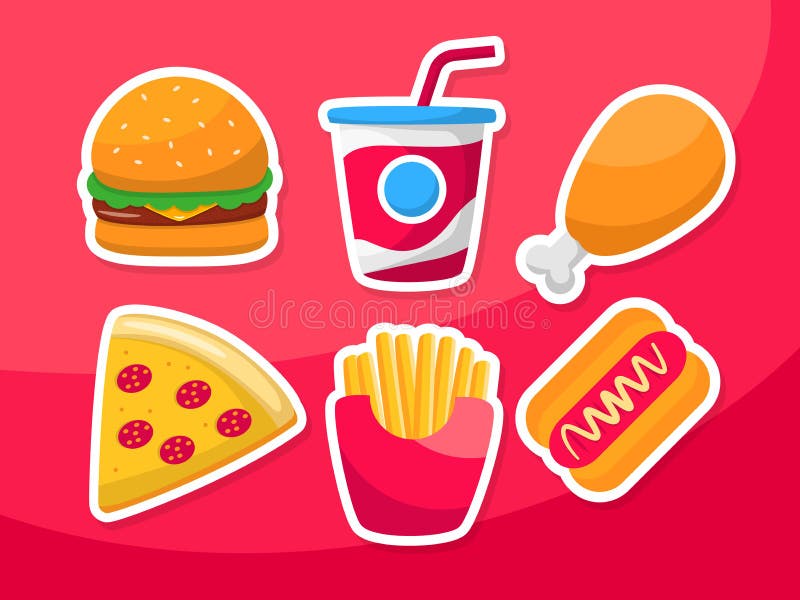 Set of Food Vector Illustrations with Cute and Colorful Designs Stock ...